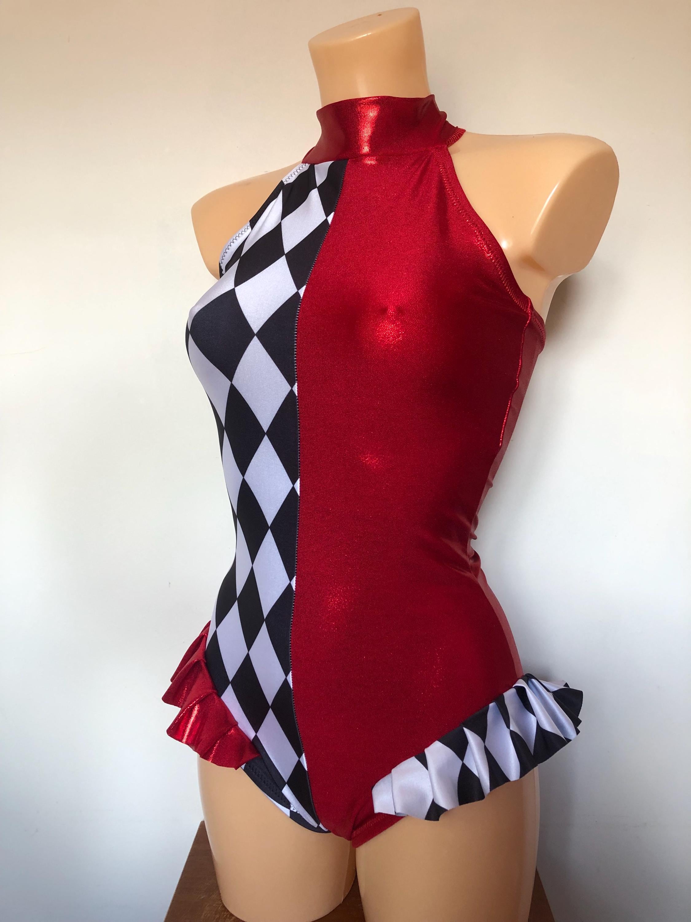 Aerial Circus JESTER Costume Harlequin Pattern Split Body Halter ...