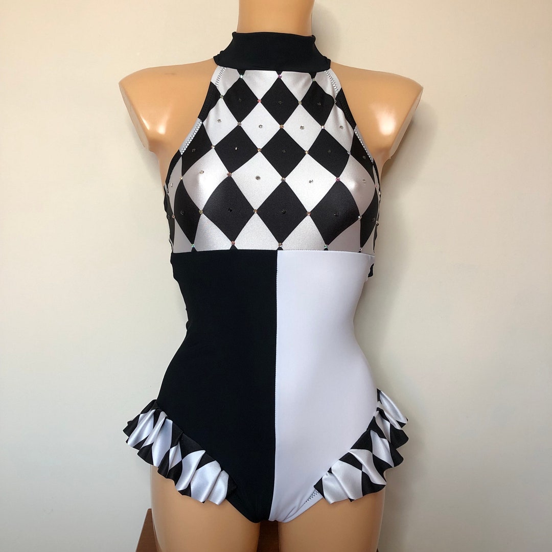 Dance Aerial Circus PIERROT-QUIN Costume Harlequin Pattern Halter ...