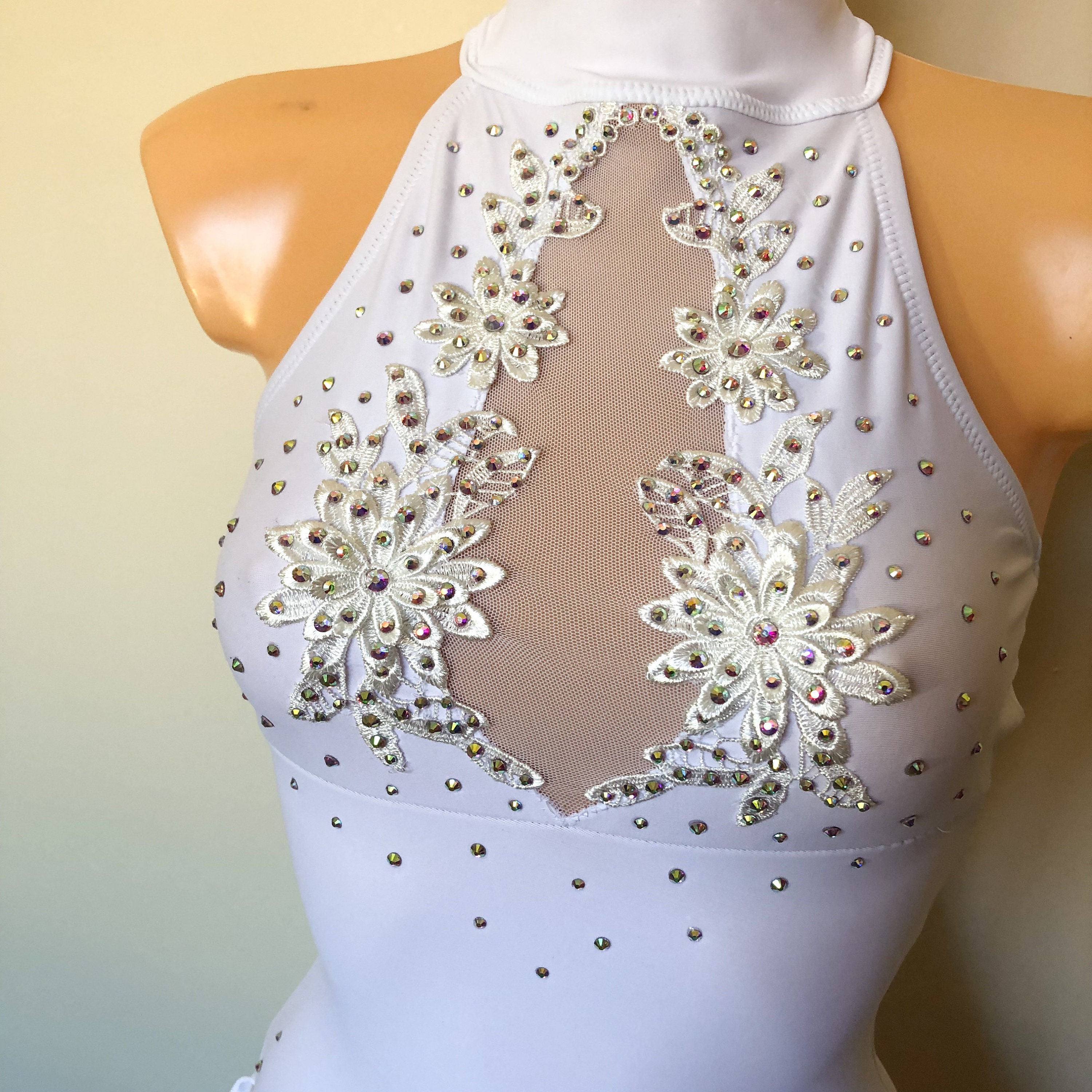 Dance Aerial Circus WHITE DIAMOND Costume Lyrical Halter Leotard - Etsy