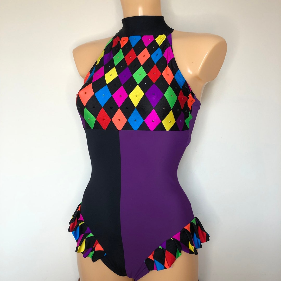 Dance Aerial Circus HARLEQUIN Costume Diamond Multicolour Pattern ...