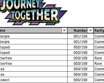 Spreadsheet - Pokemon 151 Master Set List Tracker - Pokemon TCG ...