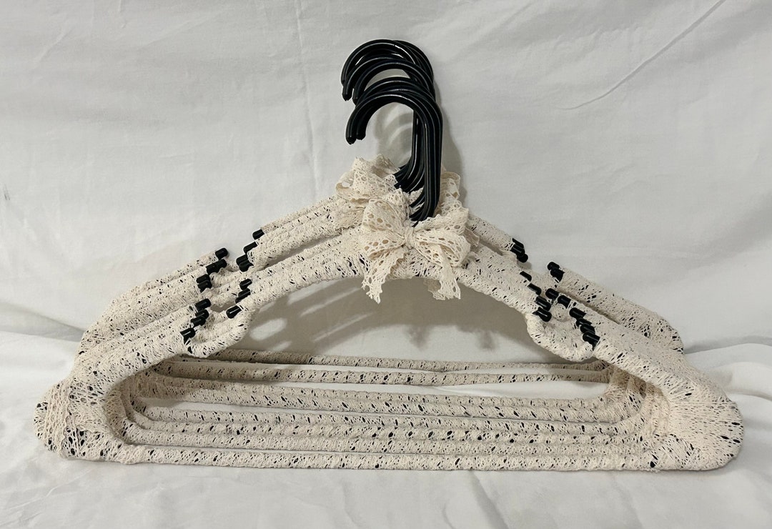 Crafted Black and Lace Hangers Set of 10 - Etsy