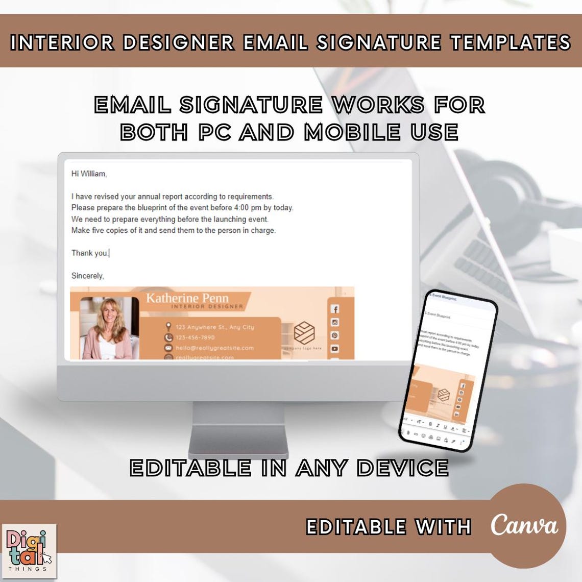 Interior Designer Email Signature, Email Signature, Signature Template ...