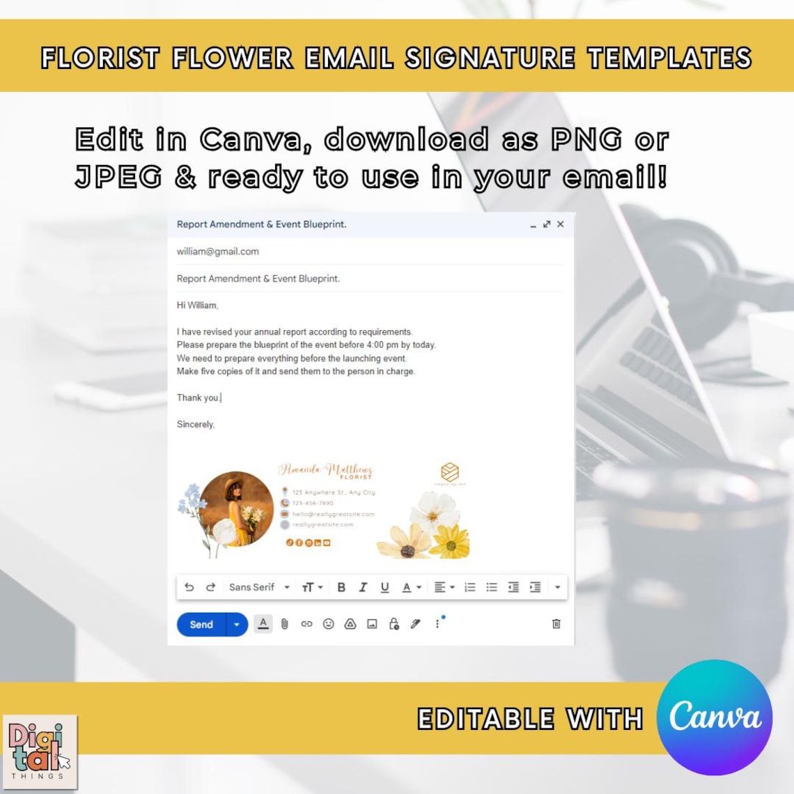 Email Signature, Flower Email Signature, Signature Template, Gmail ...