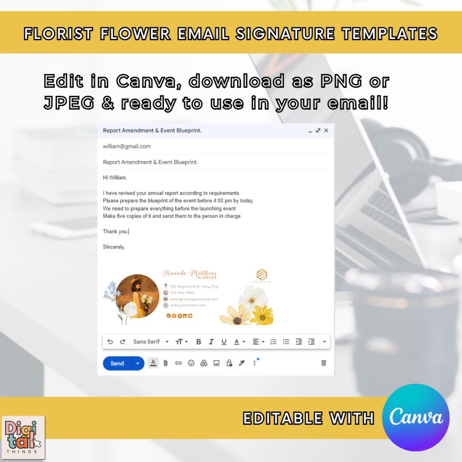 Email Signature, Flower Email Signature, Signature Template, Gmail ...