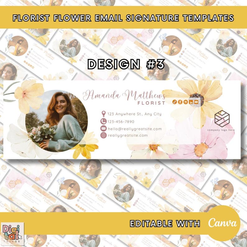 Email Signature, Flower Email Signature, Signature Template, Gmail ...