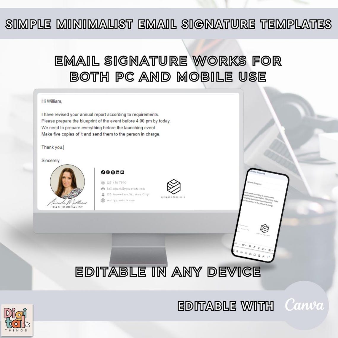 Simple Minimalist Email Signature, Email Signature, Gmail Signature ...