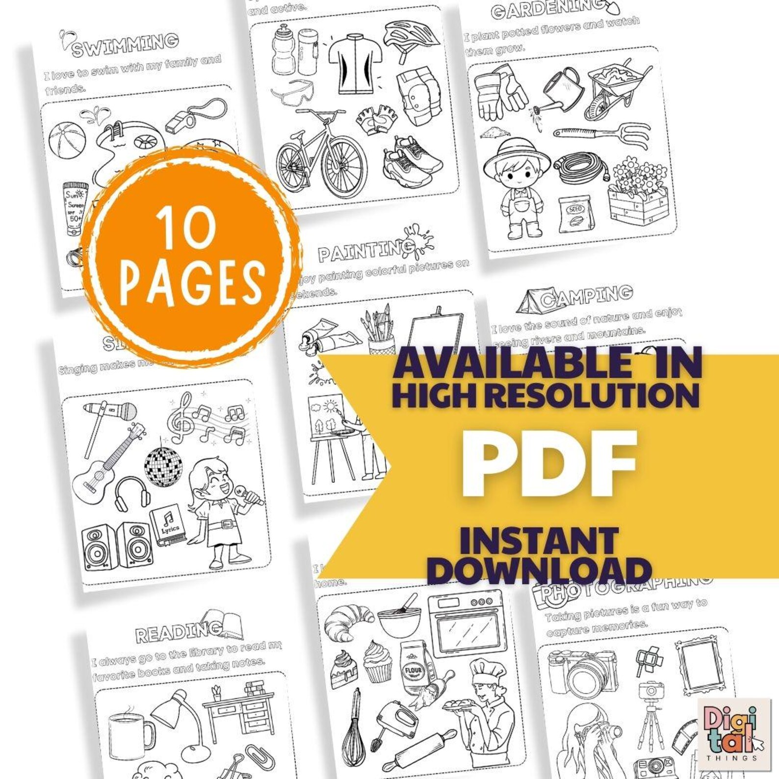 My Hobbies Printable Coloring Book, Hobby Coloring Pages for Kids ...