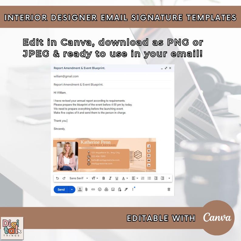 Interior Designer Email Signature, Email Signature, Signature Template ...