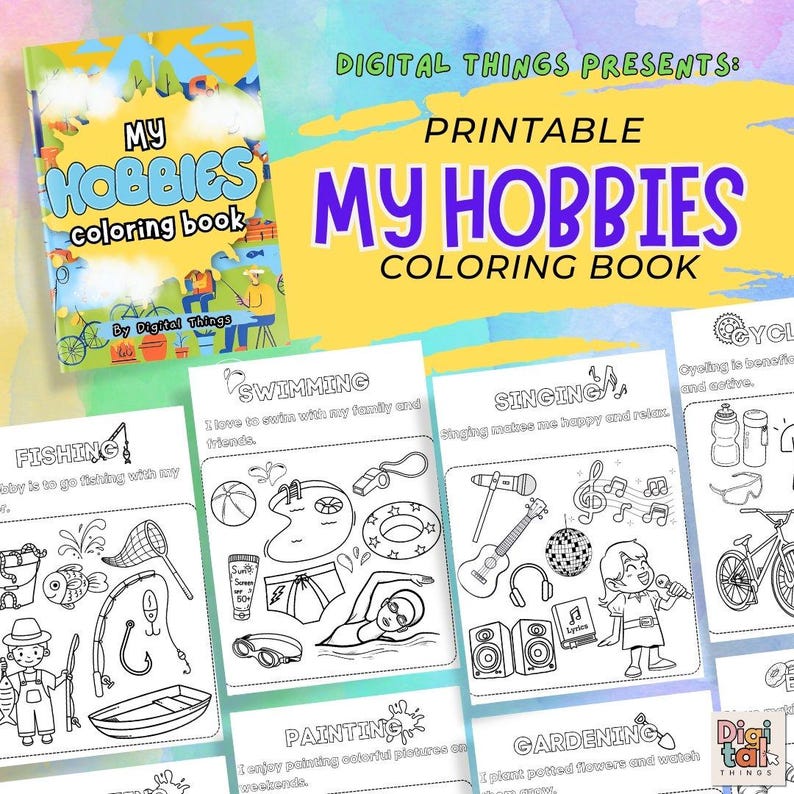 My Hobbies Printable Coloring Book, Hobby Coloring Pages for Kids ...