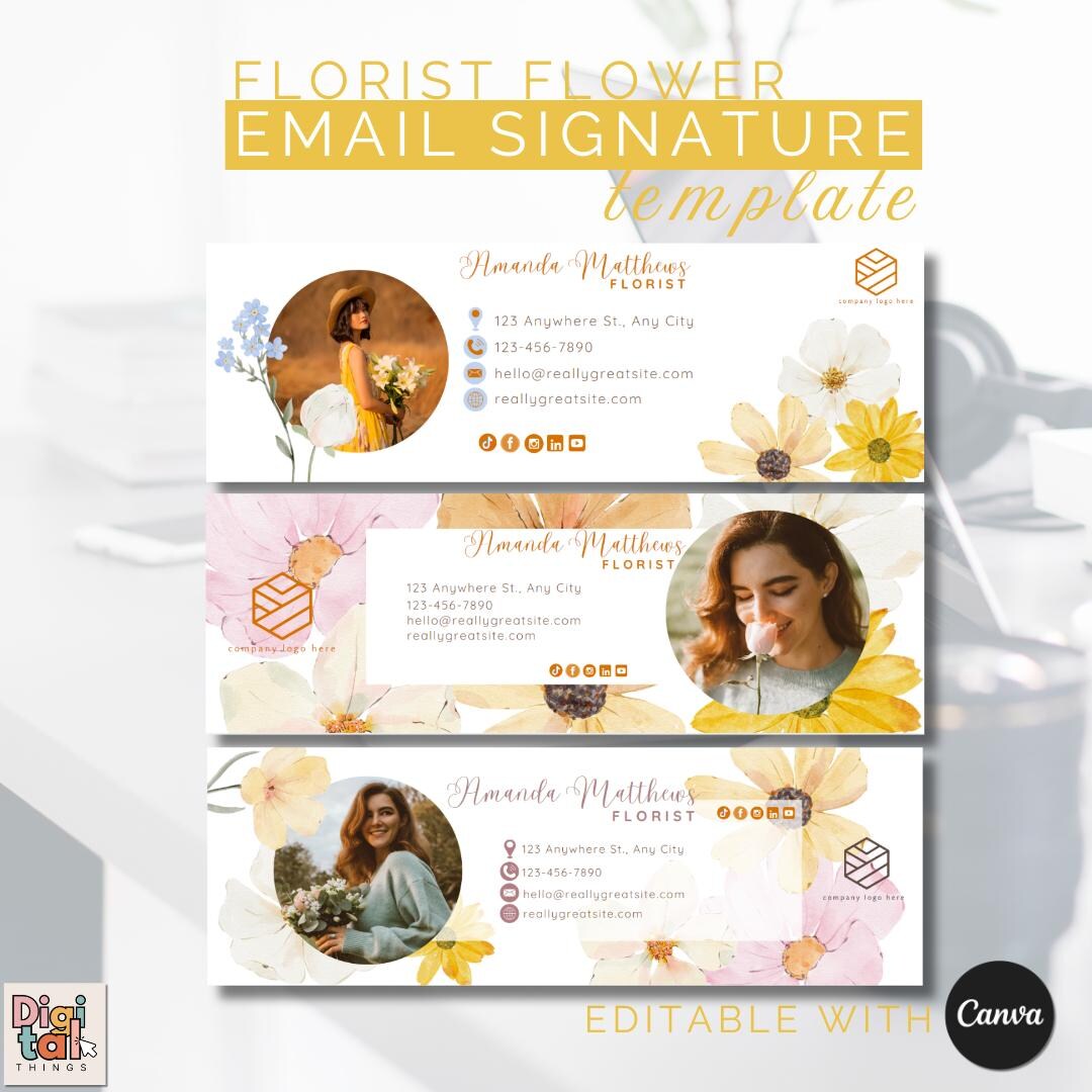 Email Signature, Flower Email Signature, Signature Template, Gmail ...
