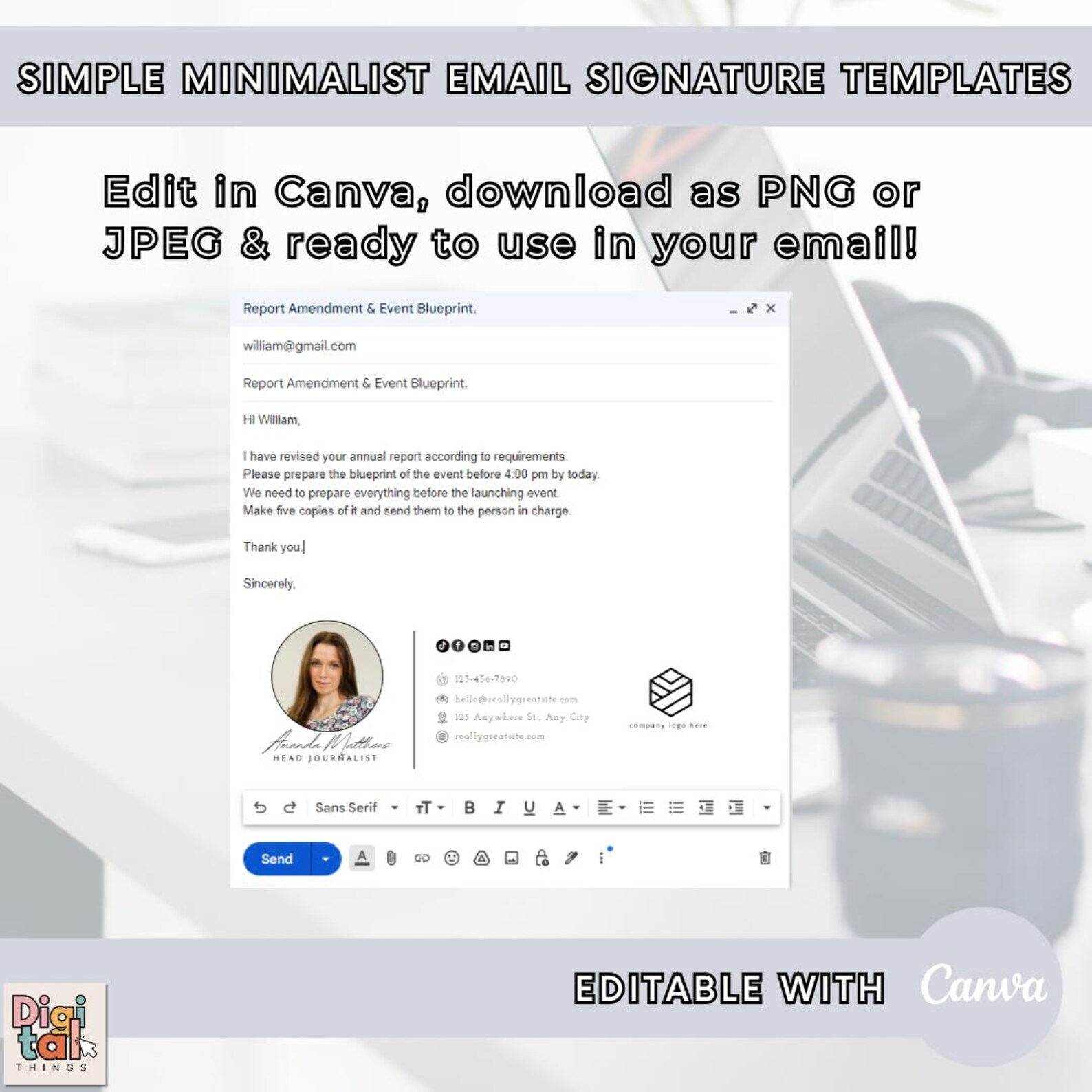 Simple Minimalist Email Signature, Email Signature, Gmail Signature ...