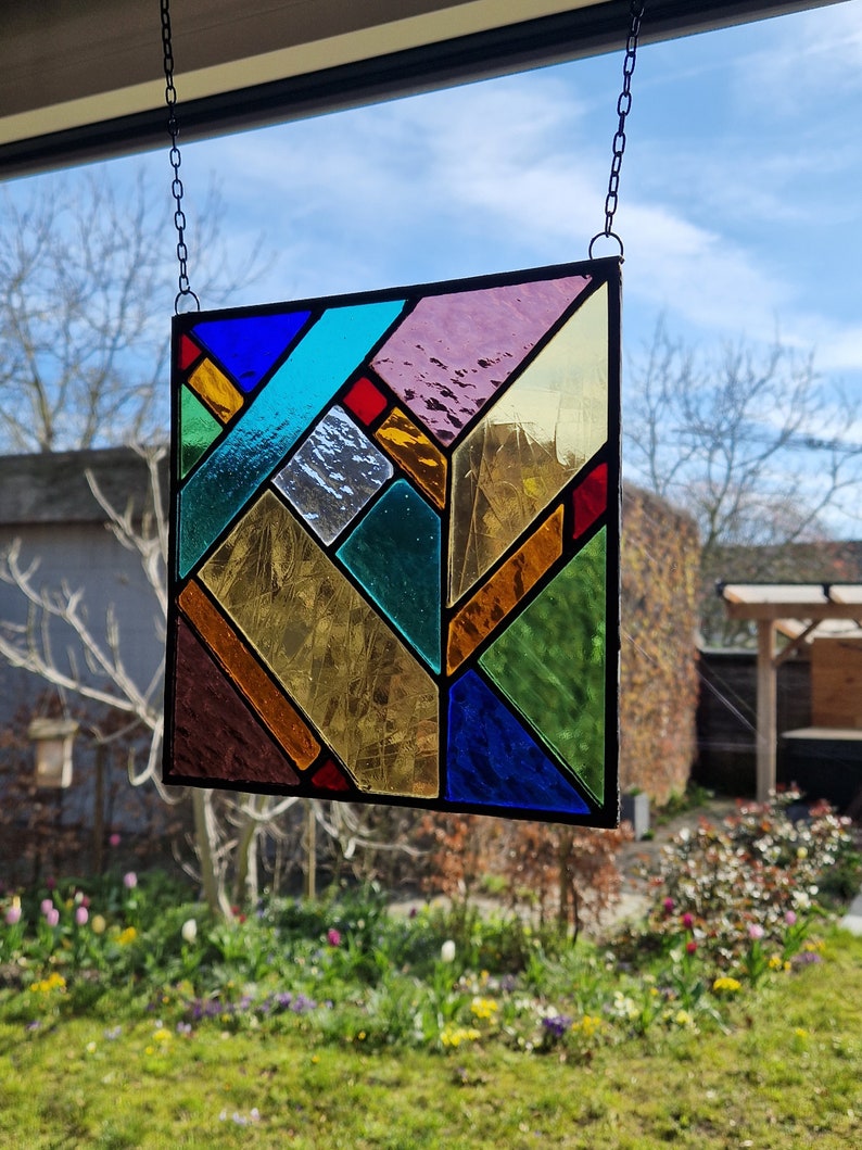 Multicolour Stained Glass Window Panel, Leaded Colorful Glasswork ...