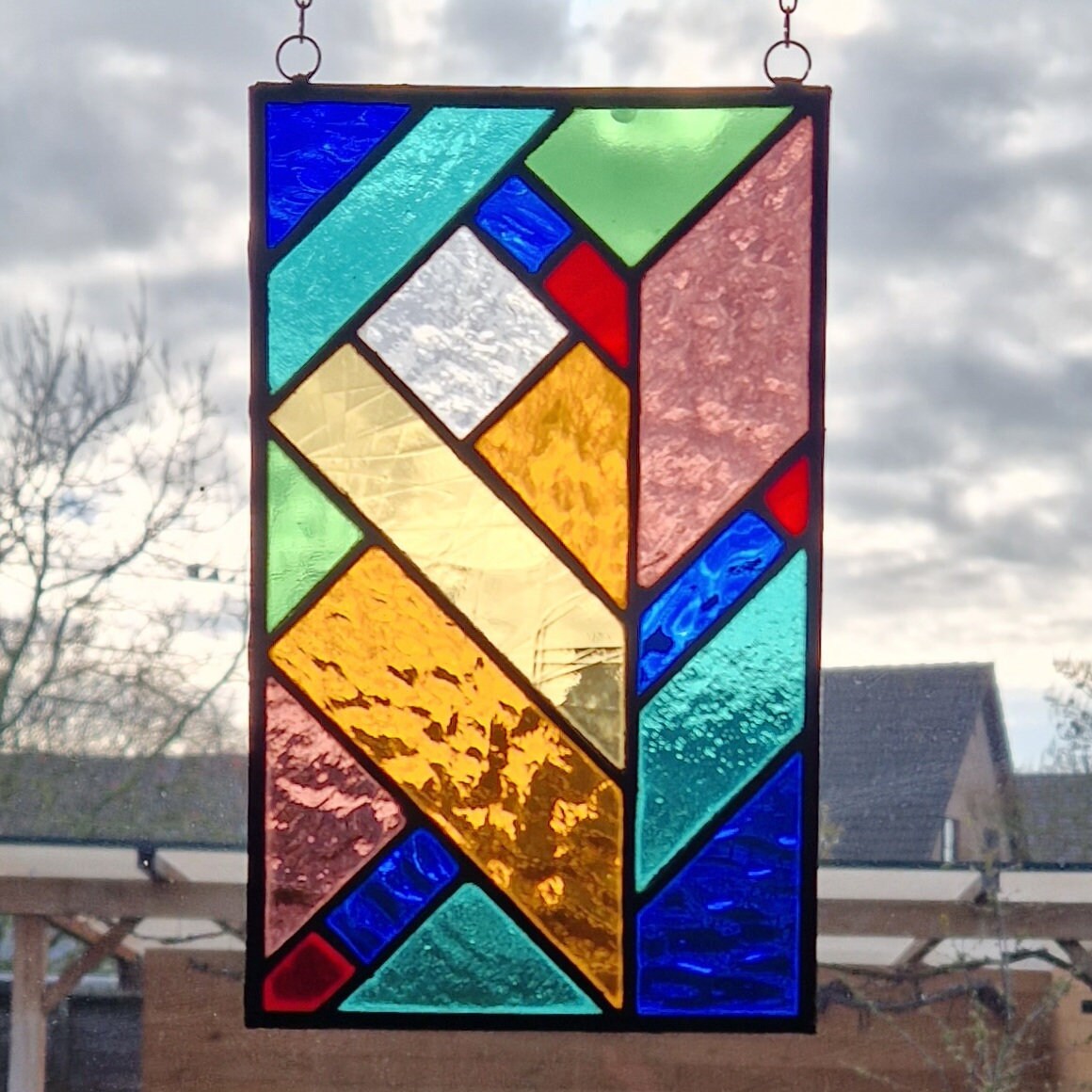 Colorful Stained Glass Window Panel, Multicolour Leaded Glasswork ...
