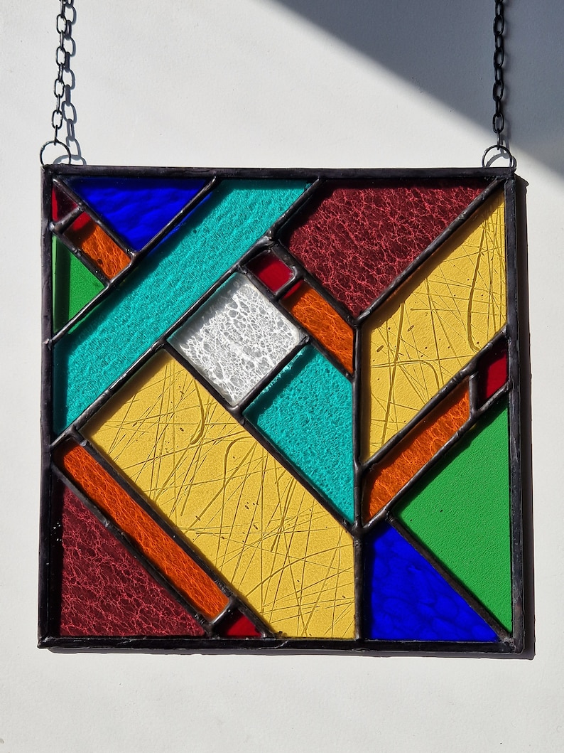Multicolour Stained Glass Window Panel, Leaded Colorful Glasswork ...