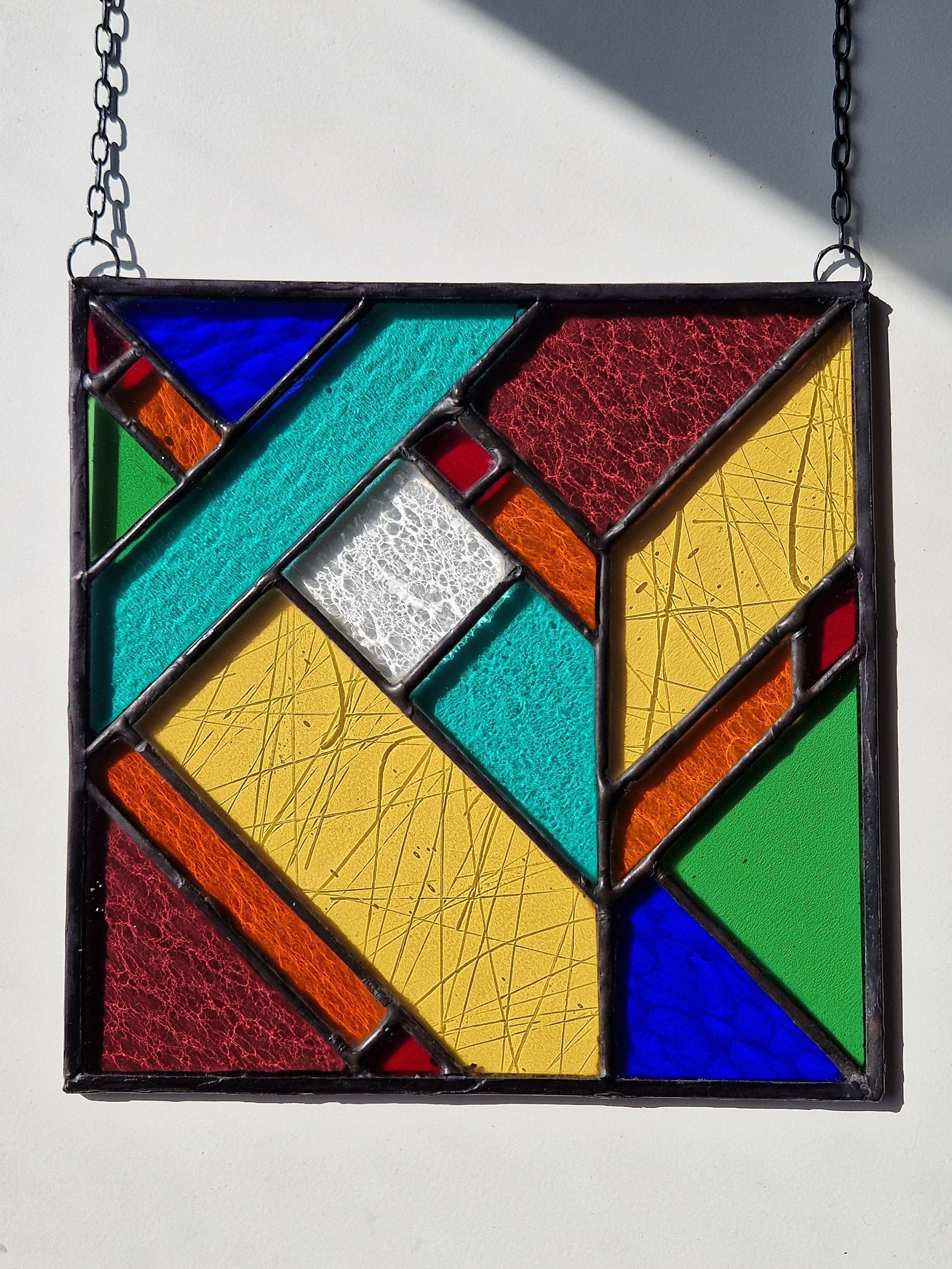 Multicolour Stained Glass Window Panel, Leaded Colorful Glasswork ...