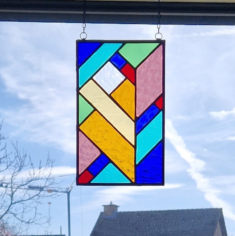 Colorful Stained Glass Window Panel, Multicolour Leaded Glasswork ...