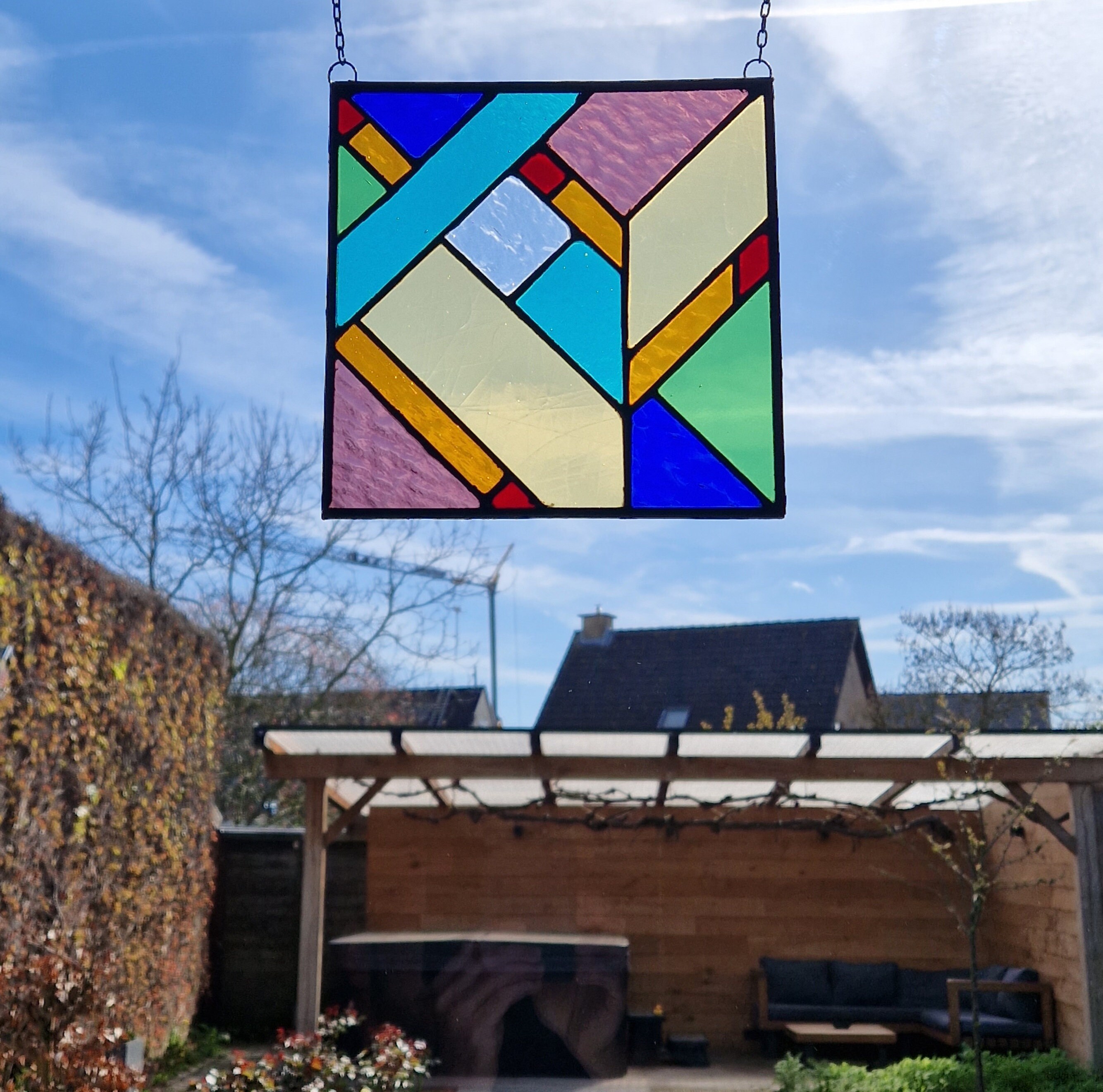 Multicolour Stained Glass Window Panel, Leaded Colorful Glasswork ...