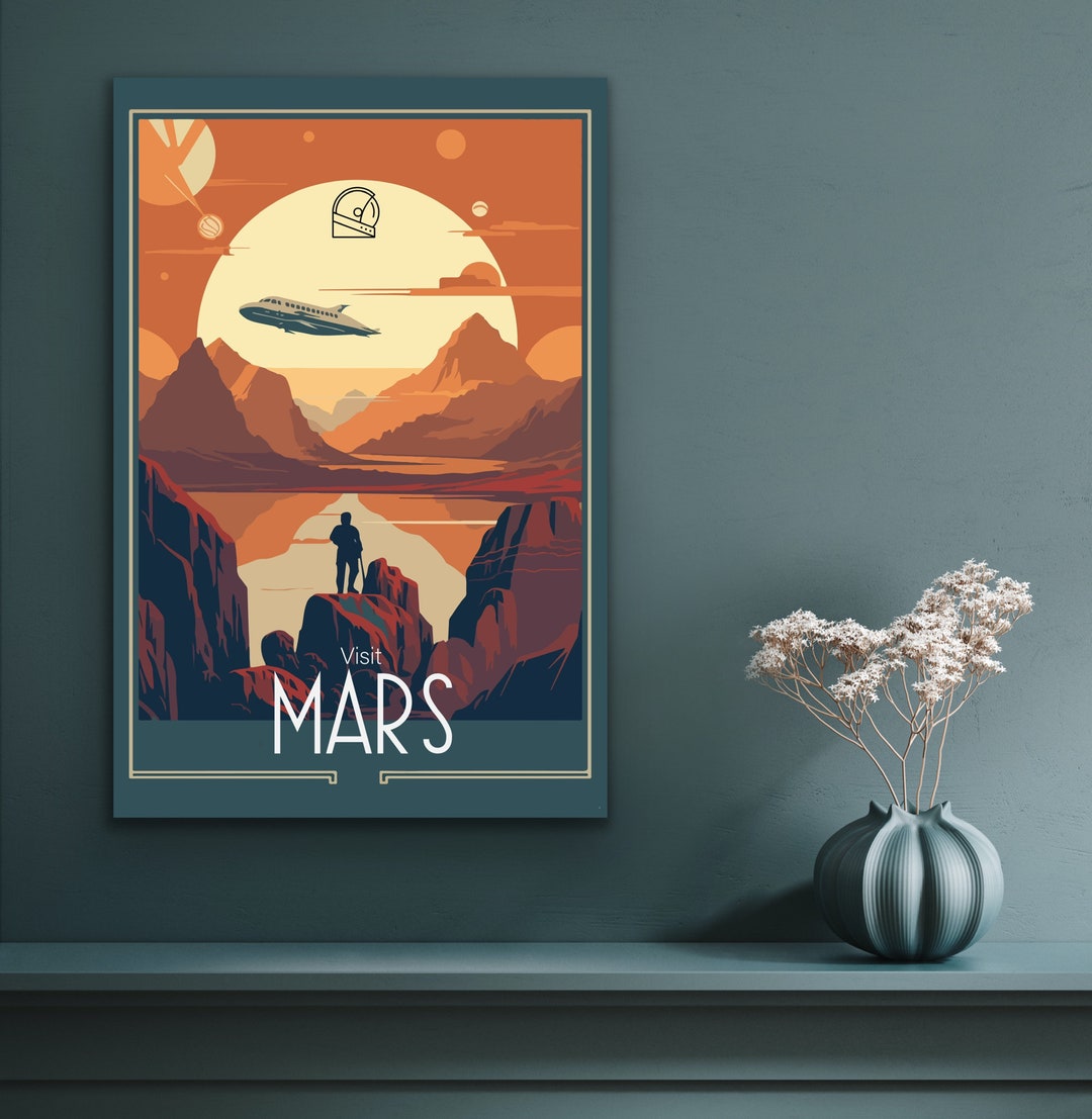 Mars Poster | Retro Futuristic Travel Poster - Etsy
