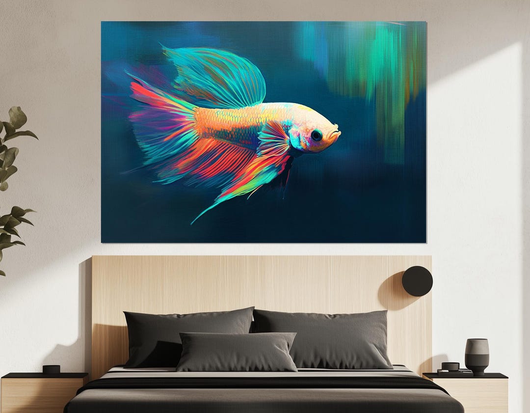 Colorful Betta Fish Wall Art – Neon Fighting Fish Canvas Print ...