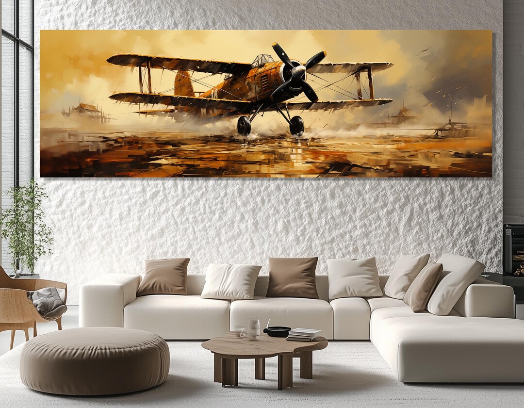 Vintage Biplane Canvas Print, Vintage Aircraft Picture, Old Aircraft ...