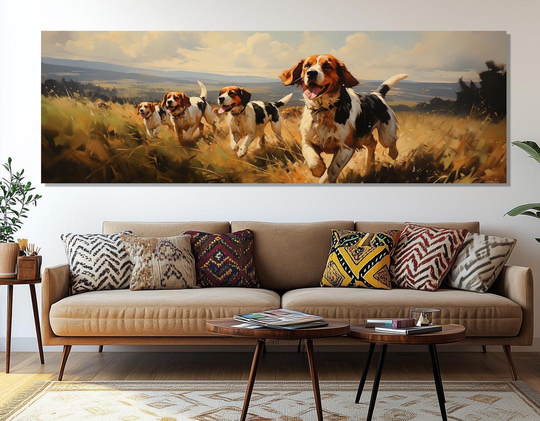 Beagle Dogs Canvas Print – Running Beagles Wall Art – Hunting Dogs ...
