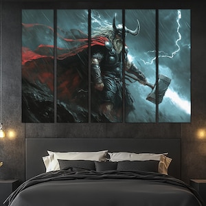Thor Canvas Print, Norse Mythology Decor, Thor Painting, Thor Poster ...