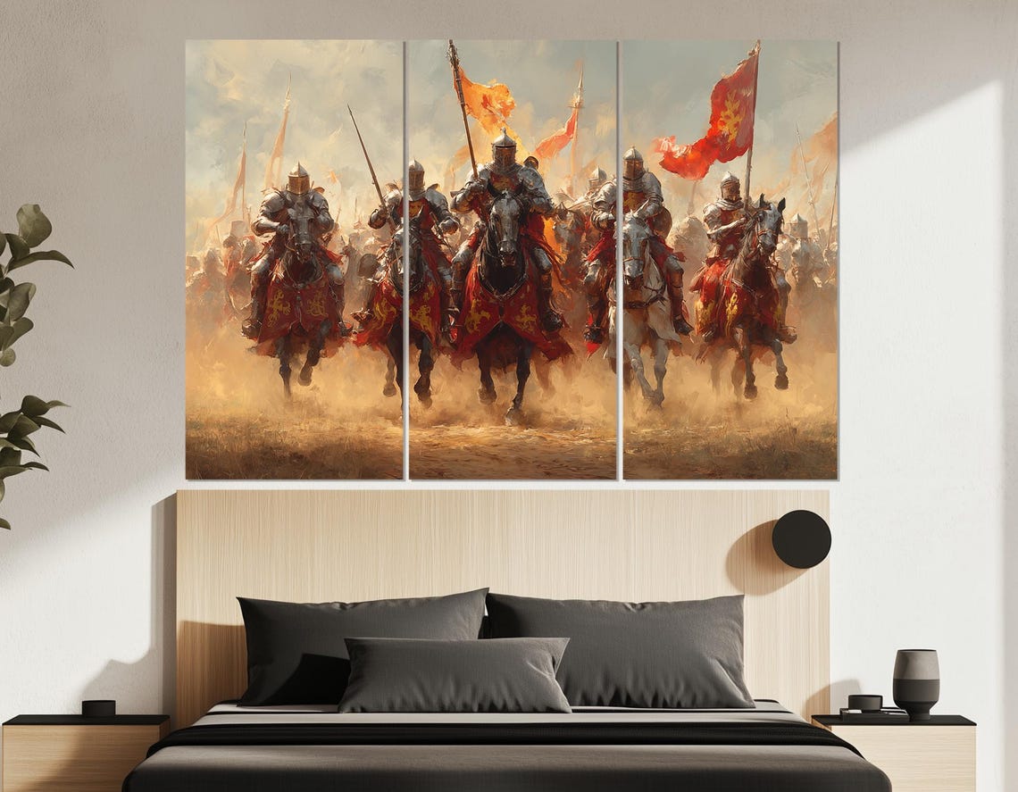 Medieval Knights Charge Canvas Print – Epic Cavalry Wall Art – Armored ...