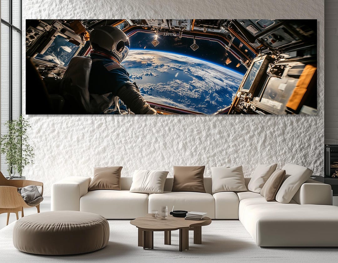 Astronaut Earth View Canvas Print – Space Station Wall Art – Space ...