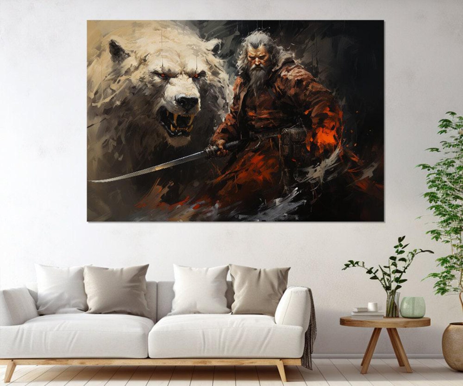 Samurai and the Beast Canvas Print, Canvas Wall Art, Art Room Decor ...