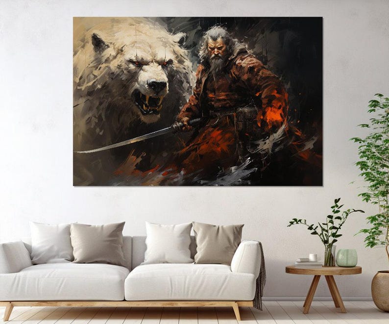 Samurai and the Beast Canvas Print, Canvas Wall Art, Art Room Decor ...
