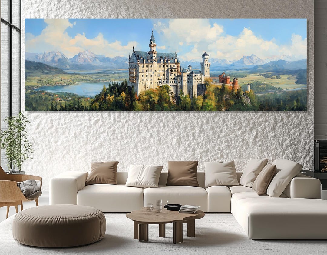Neuschwanstein Castle Print – Bavarian Landscape Painting – Fairytale ...