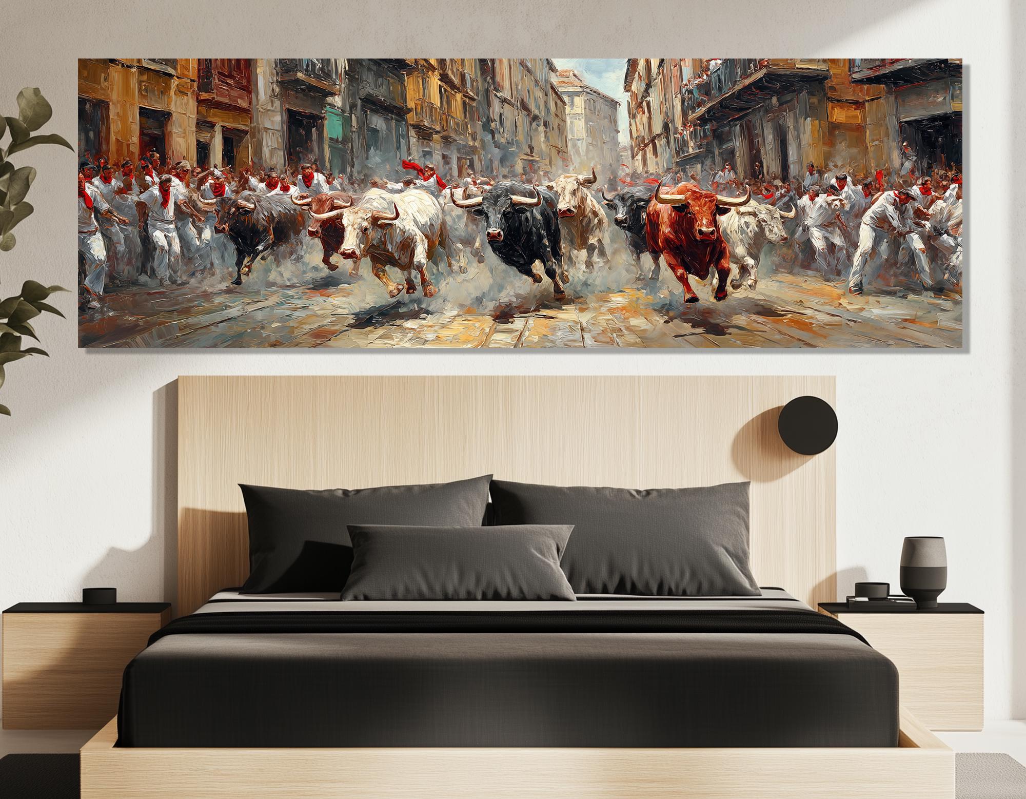 Pamplona Bull Run Canvas Print – Spain Festival Wall Art – San Fermín ...