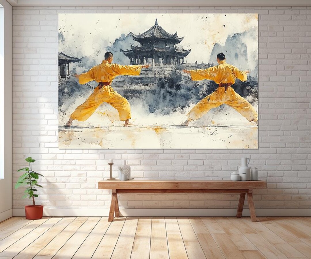 Shaolin Monks Training Canvas Print, Living Room Decor, Canvas Print ...