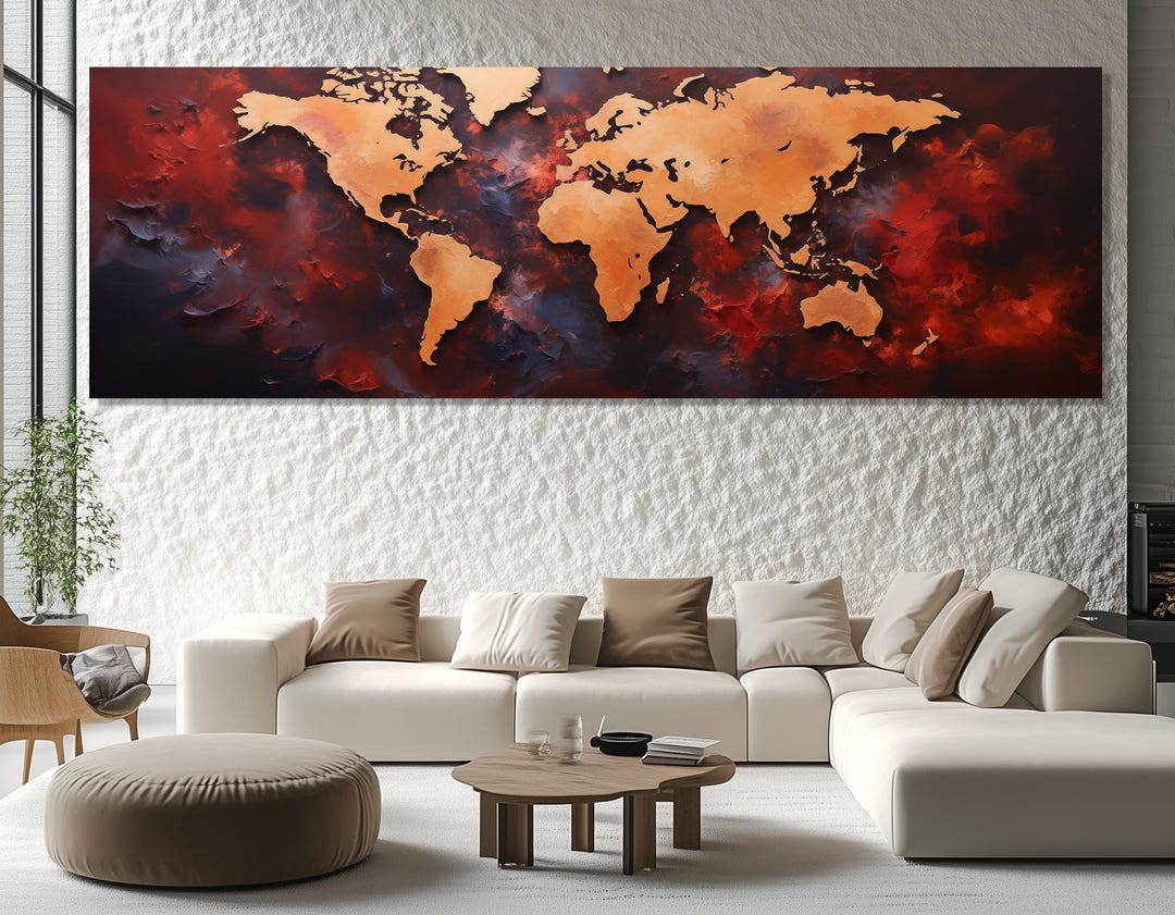 Old Style Map Canvas Print, World Map Poster, World Map Painting, World ...