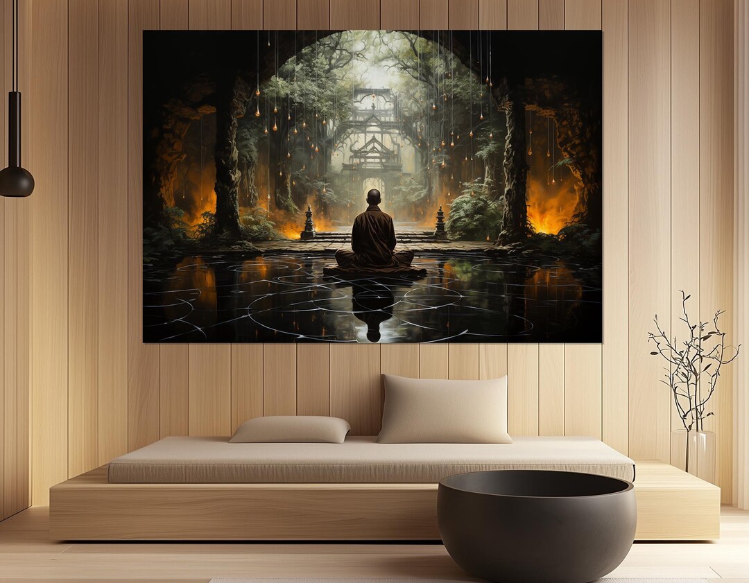 Meditation Canvas Print – Zen Monk Wall Art – Meditative Forest ...
