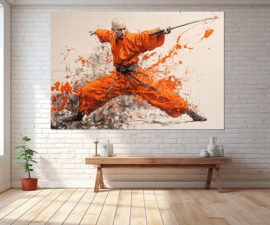 Shaolin Monk Training Canvas Print, Living Room Decor, Canvas Print ...