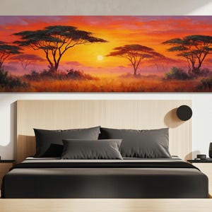 African Sunset Canvas Print – Safari Wall Art – Acacia Tree Landscape ...