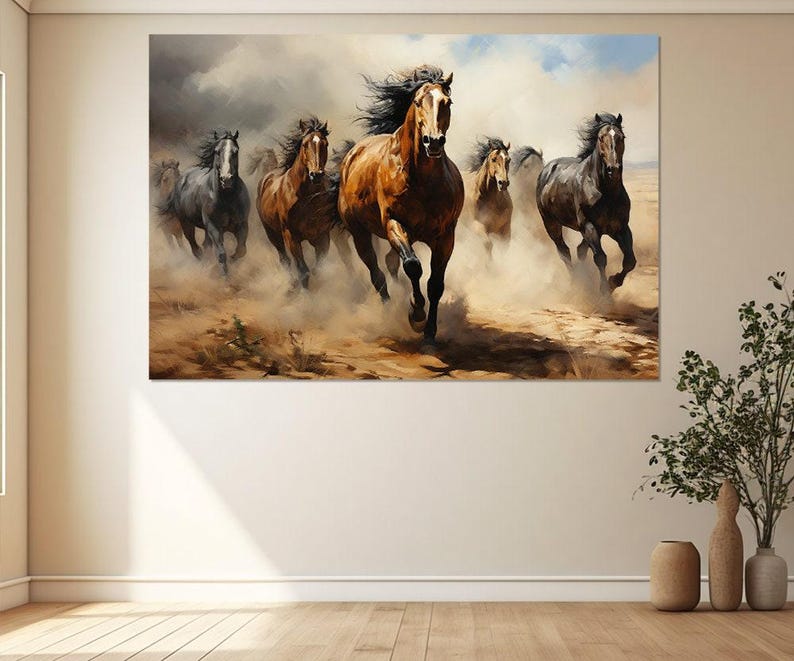 Wild Mustangs Running Canvas Print, Canvas Wall Art, Canvas Paint Art ...