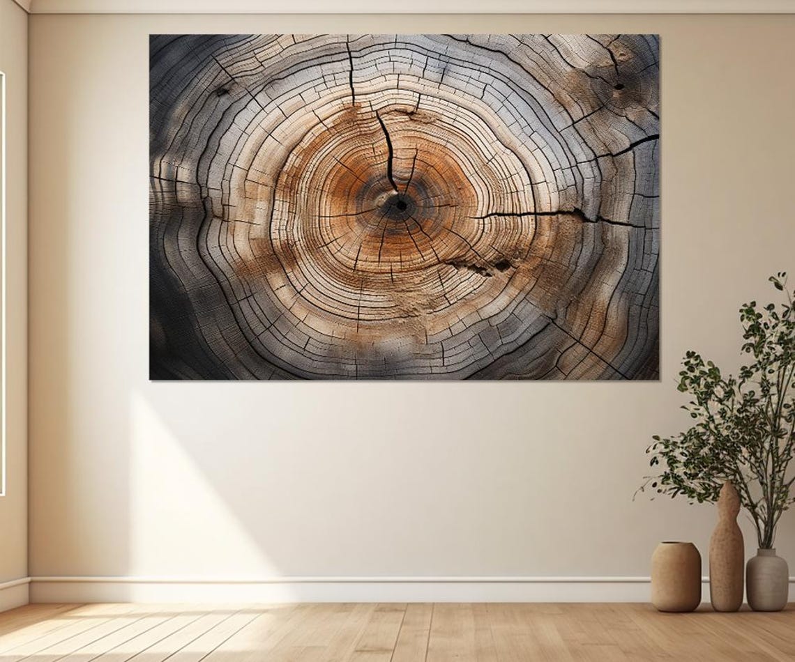 Tree Ring Wall Art – Abstract Wood Print – Natural Texture Poster ...