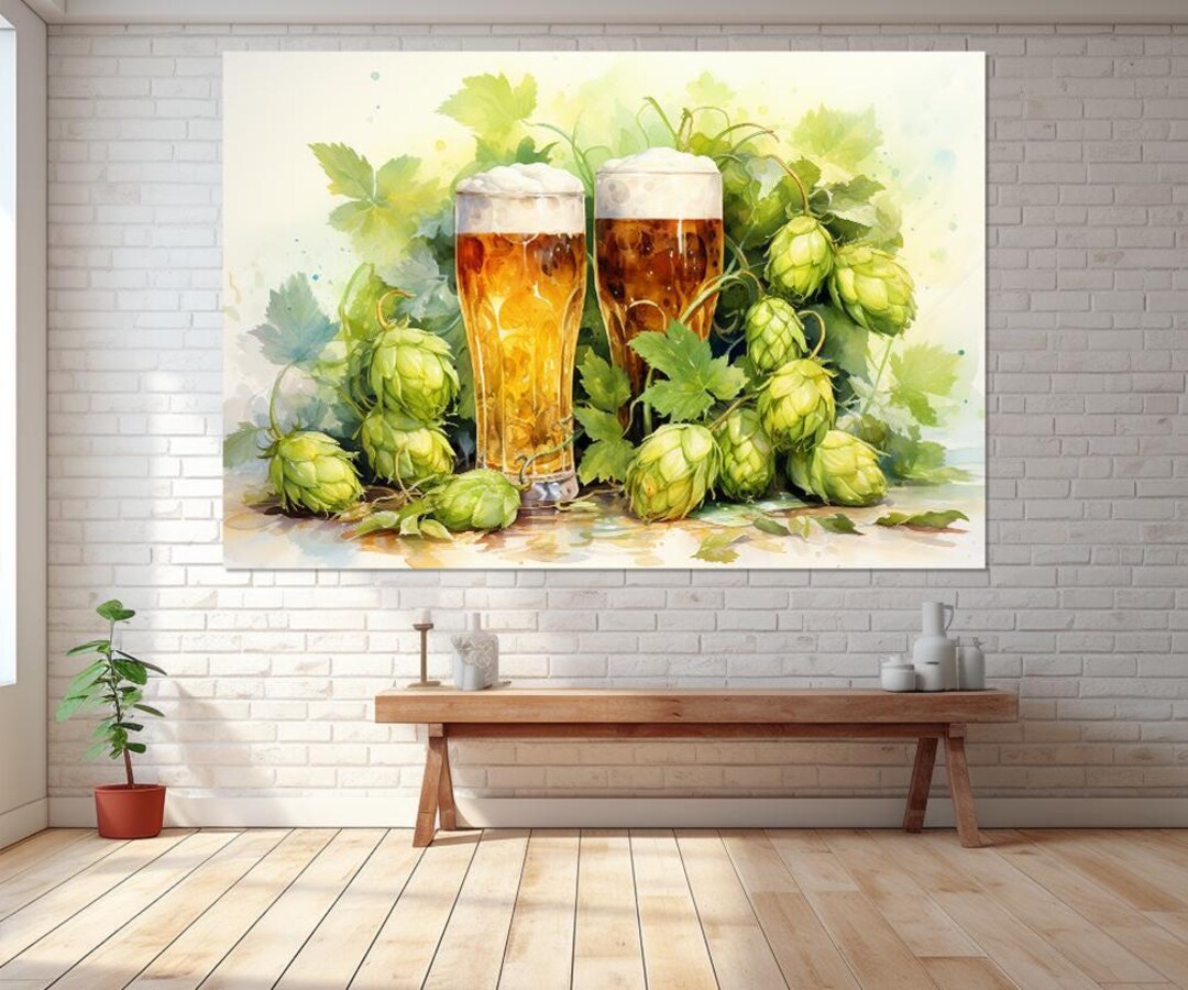 Beer Glasses With Hops Canvas Print, Canvas Wall Art, Canvas Paint Art ...