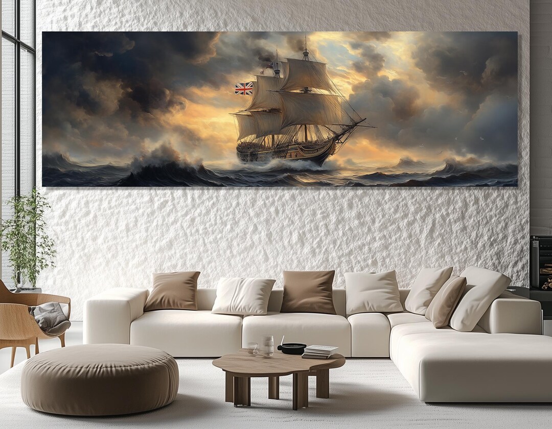 British Warship Canvas Print, Royal Navy Wall Art, Sailing Ship ...