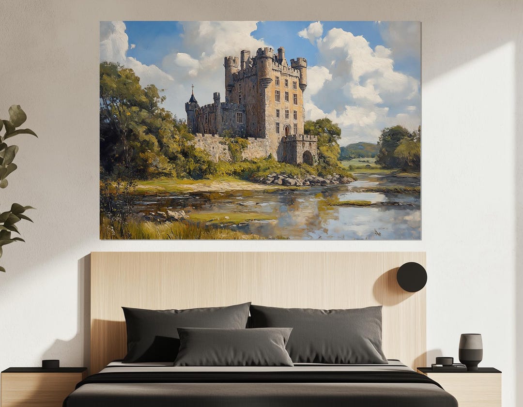 Irish Castle on the River Canvas – Irish Landscape Wall Art – Medieval ...