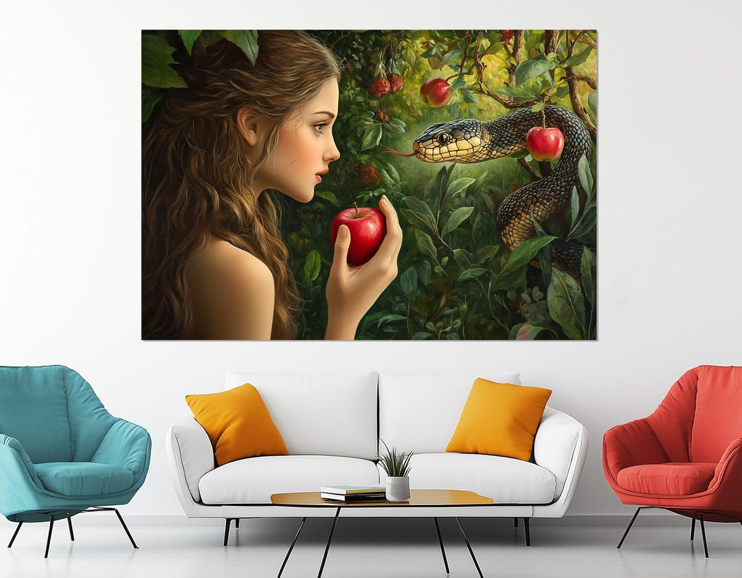 Eve in the Garden of Eden Canvas Print – Temptation of the Serpent ...