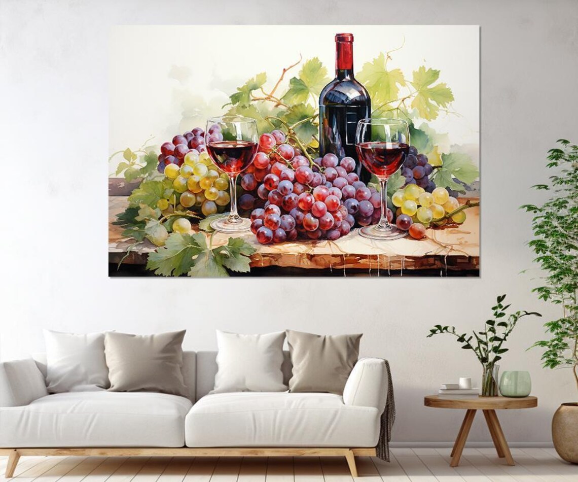 Wine Bottle With Glasses Canvas Print, Canvas Wall Art, Canvas Paint ...