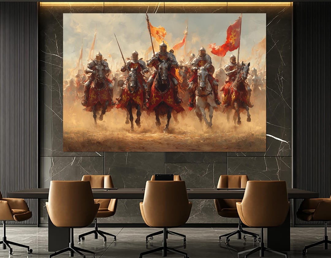 Medieval Knights Charge Canvas Print – Epic Cavalry Wall Art – Armored ...