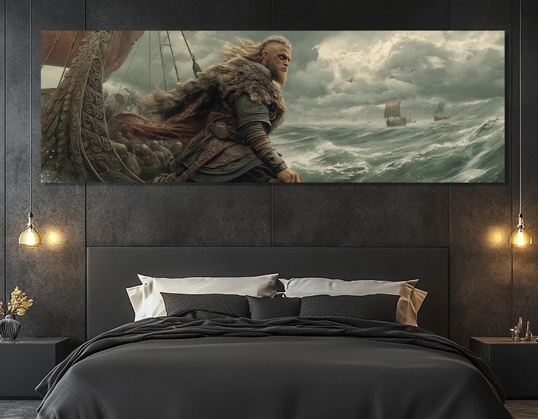 Ragnar Lothbrok Viking Wall Art – Norse Warrior Canvas Print – Ragnar ...