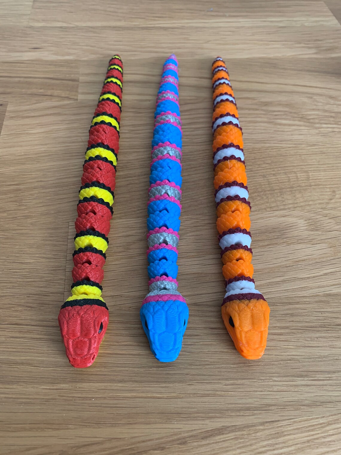 Realistic 3D Printed Mini Fidget Snake Articulating Flexi Sensory Desk ...