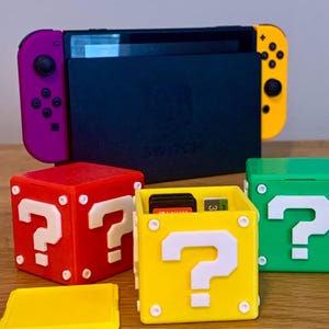 3D Printed Nintendo Switch Game Holder | Question Block Case | Memory Card Storage | Holds up to ...