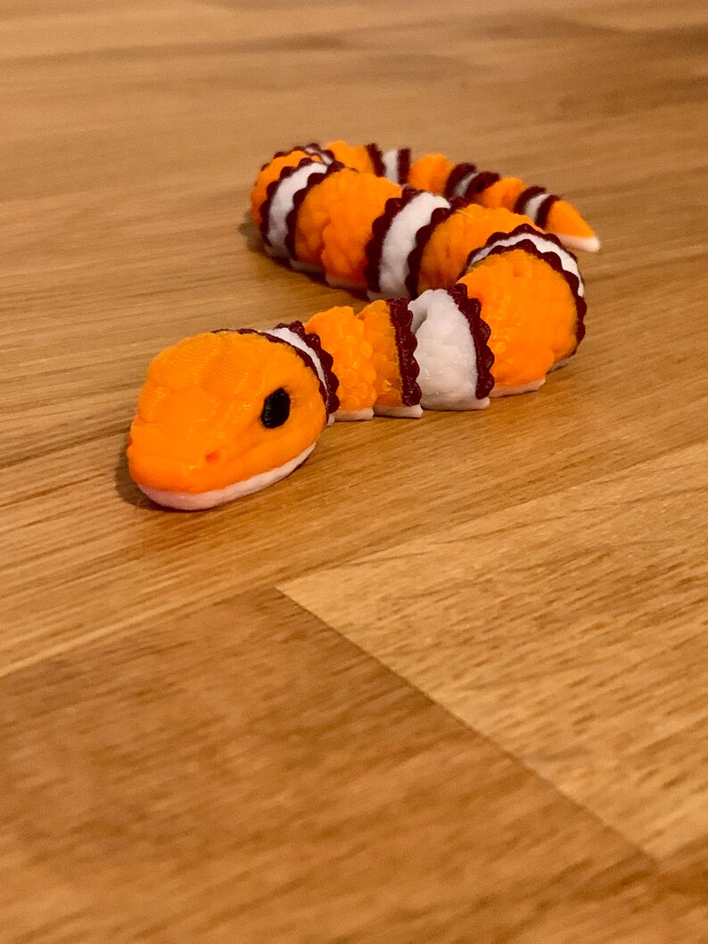 Realistic 3D Printed Mini Fidget Snake Articulating Flexi Sensory Desk ...